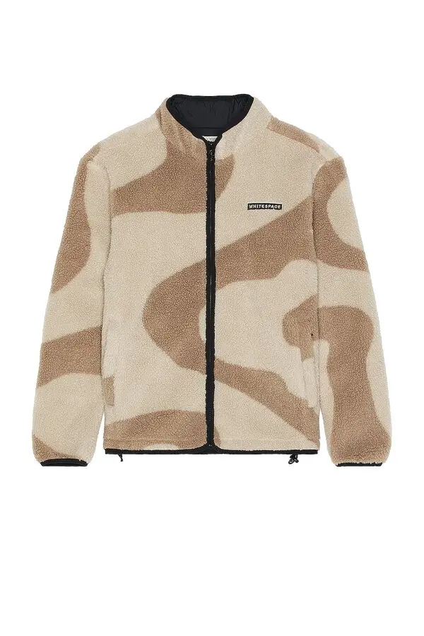 Whitespace Cinchable Sherpa Fleece Zip Up Jacket In Peyote & Taupe